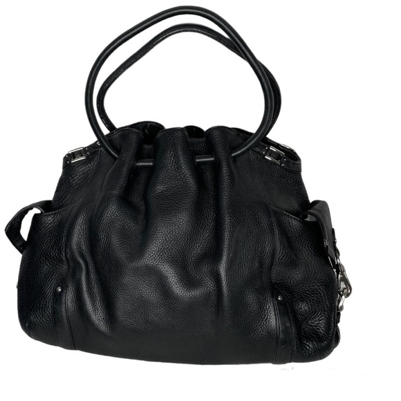 Cole Haan | Bags | Cole Haan Black Pebbled Leather Drawstring Shoulder ...